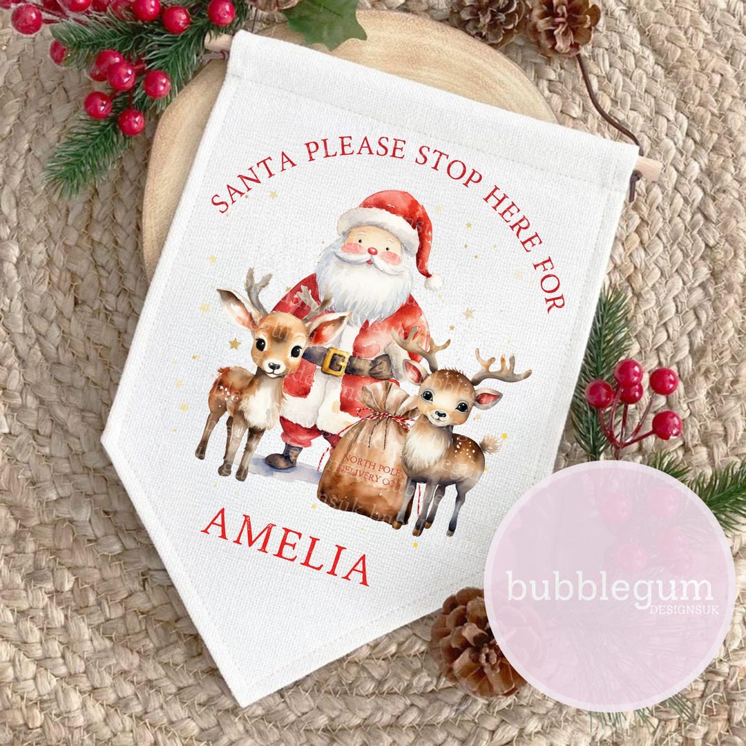 Santa Please Stop Here Sign PNG, Christmas Sign Sublimation, Santa ...