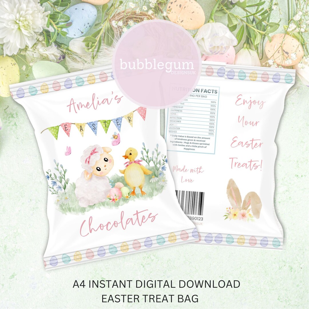 Cute Lamb & Chick Easter Treat Packet,a4 Printable JPG, Easter Treat ...
