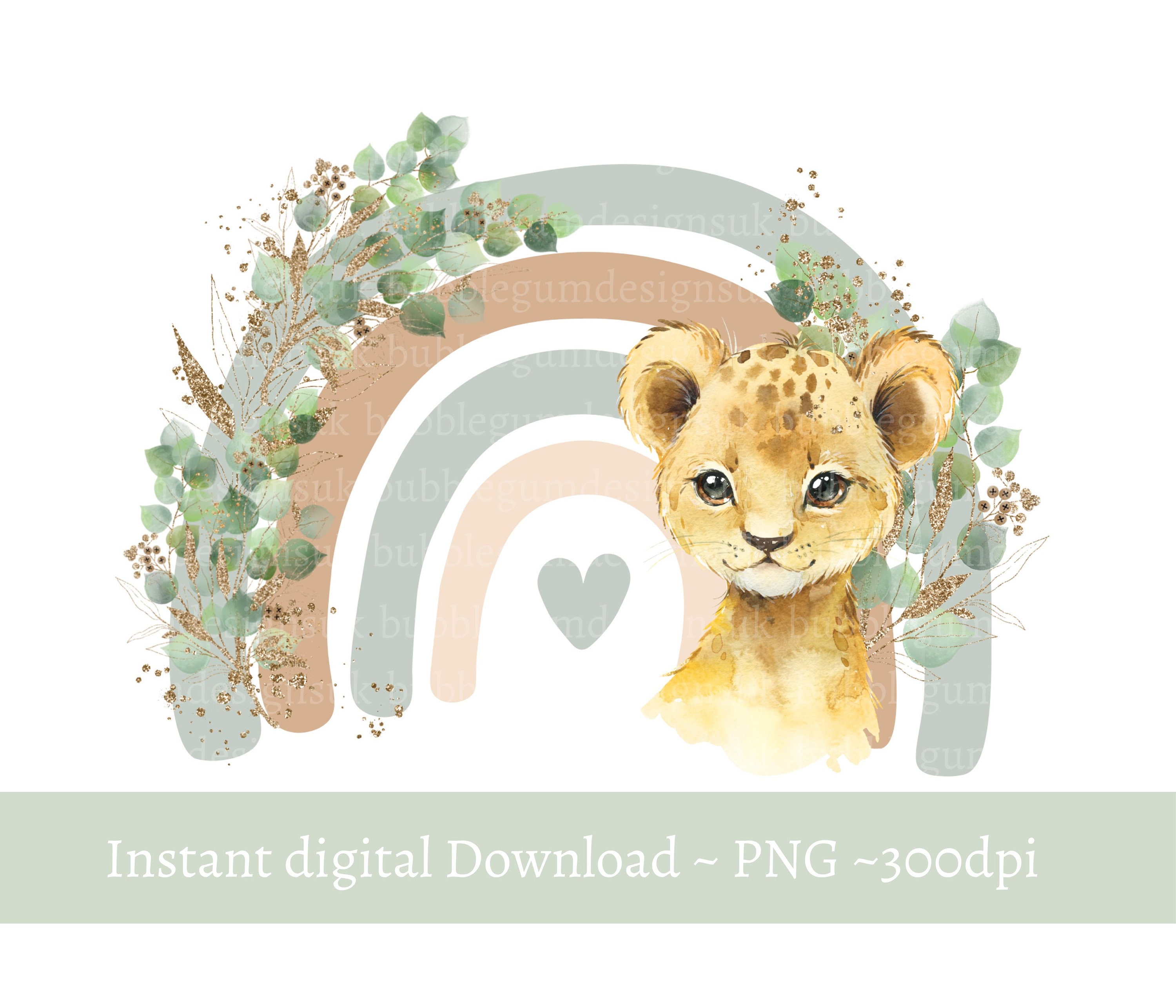 Baby Lion Cub Neutral Rainbow PNG Cute Lion Cub Clipart New - Etsy