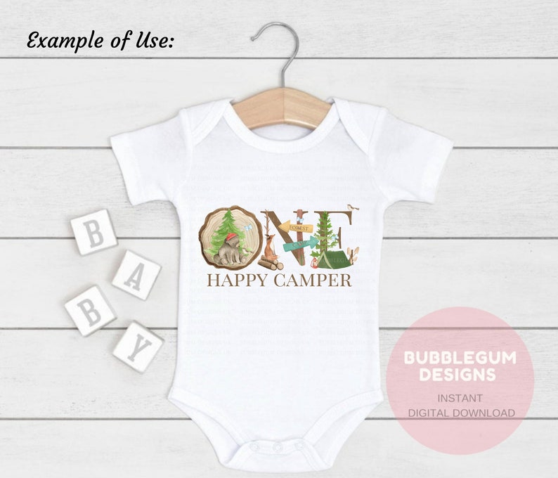 One Happy Camper Sublimation Design, PNG, Woodland 1st Birthday, First ...