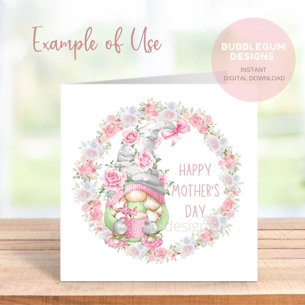 Happy Mother's Day Gnome Wreath PNG Mother's Day Card - Etsy UK