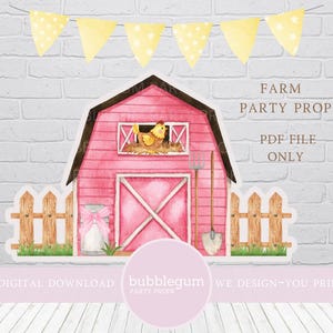 Pink Farm Barn Big Cutout Party Prop, Pink Barn Character Prop, Farm ...