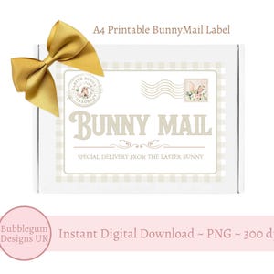 A4 Green Printable Easter Bunny Mail Shipping Label JPG, Easter Bunny ...
