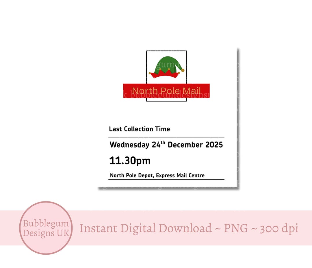 Printable Elf Mail North Pole Post Box Label PNG, Christmas Special ...