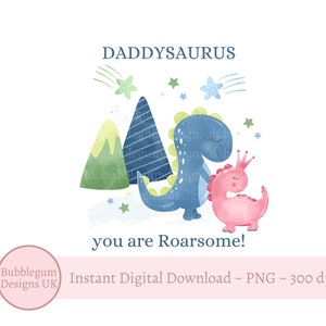 Daddysaurus Father's Day PNG Dinosaur Clipart Roarsome - Etsy