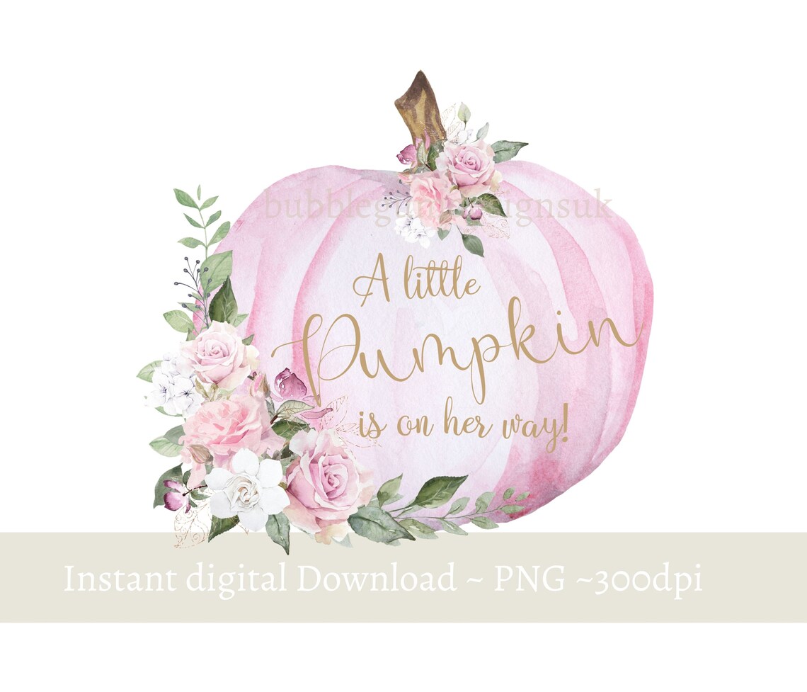 Pastel Pink Floral Pumpkin A Little Pumpkin is on Her Way - Etsy