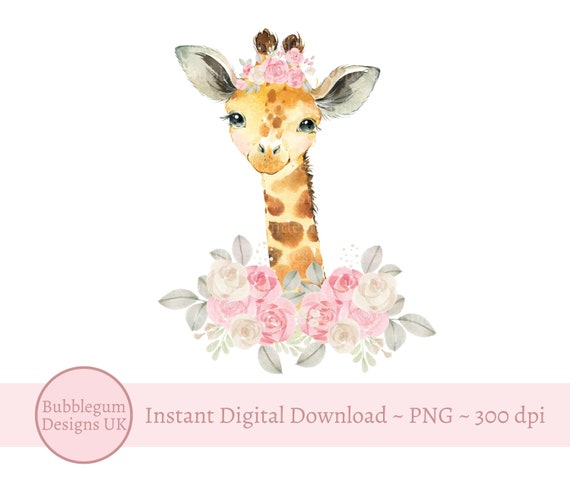 Cute Pink Baby Giraffe Clipart