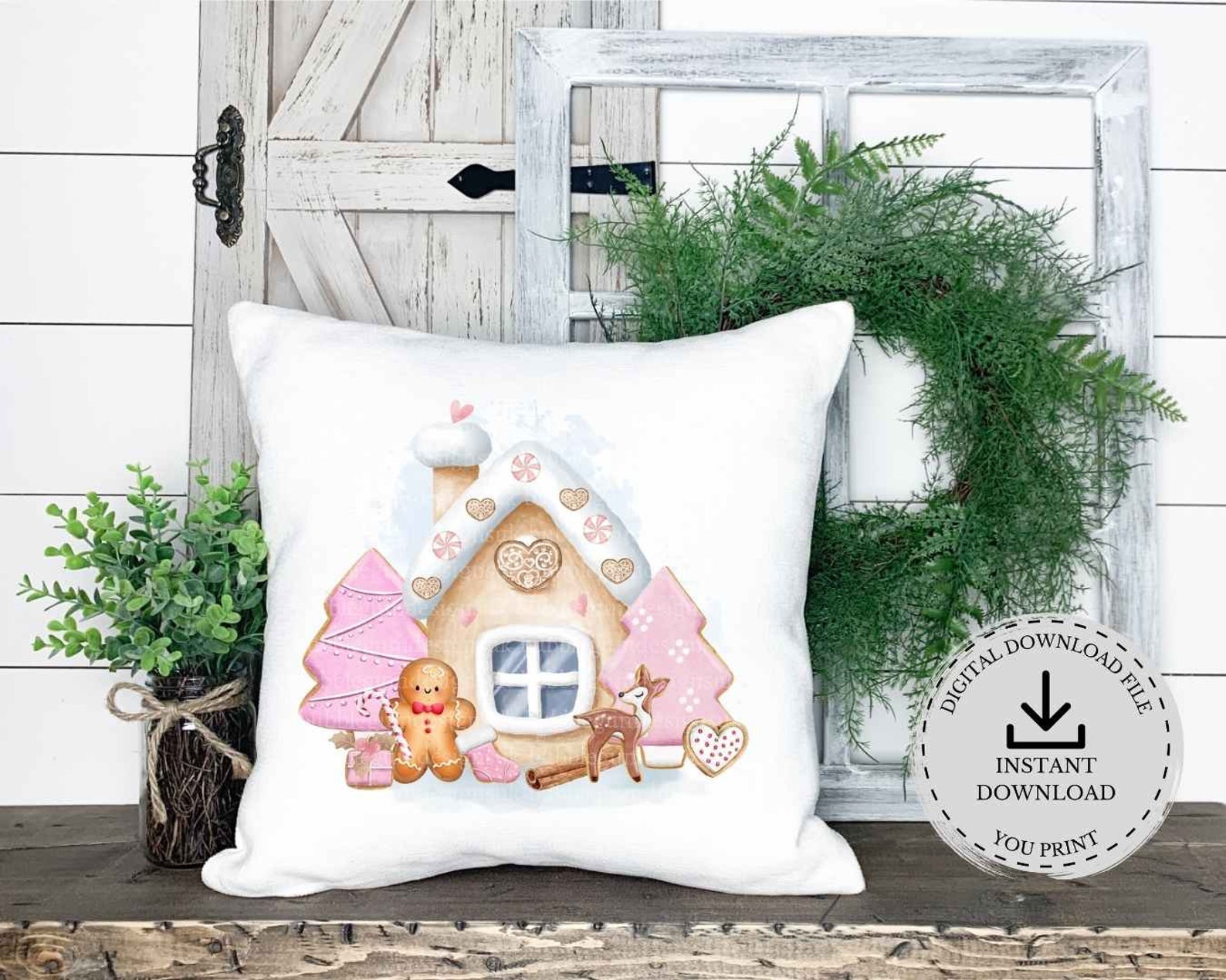 Pink Gingerbread Cookie Cottage PNG, Christmas Clipart, Christmas ...
