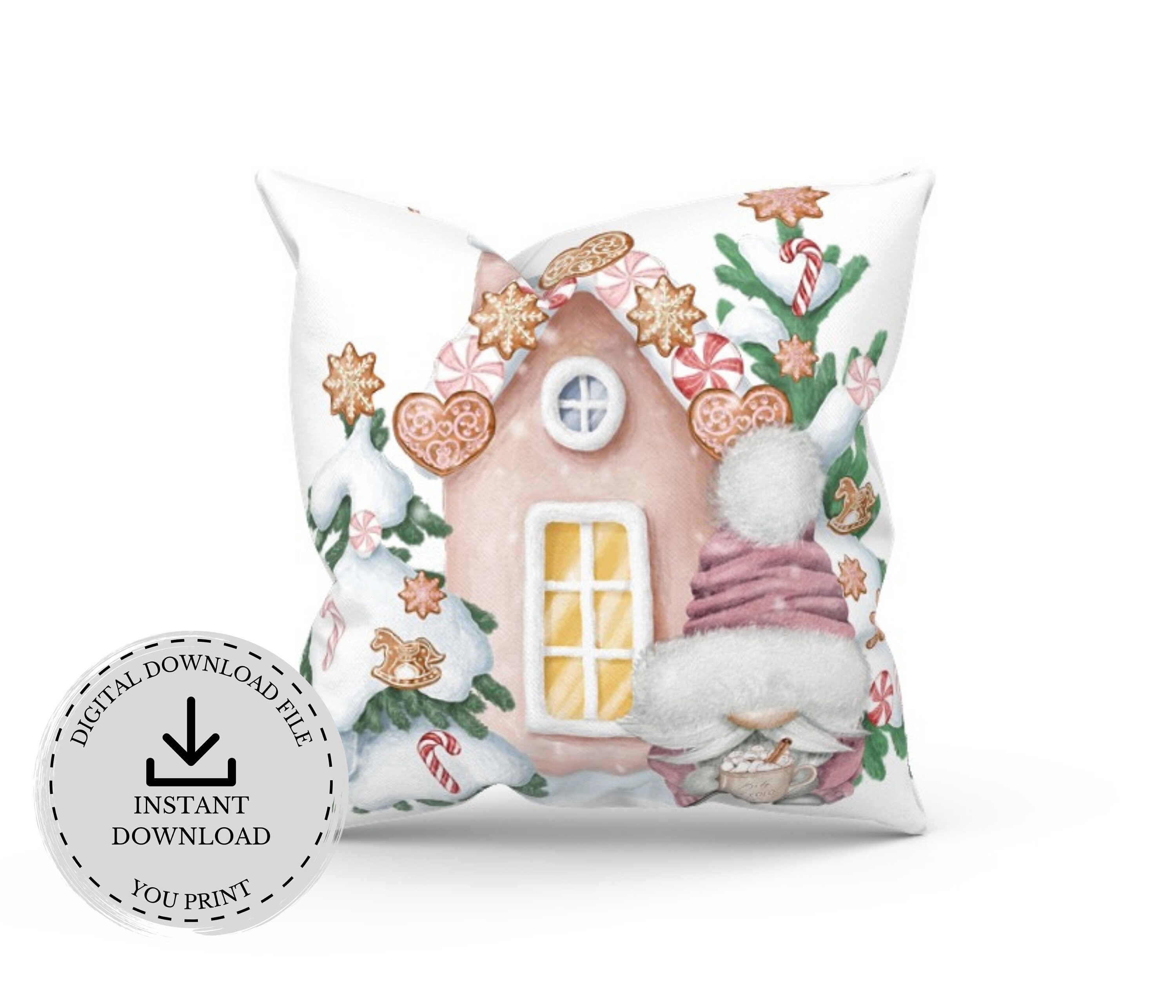 Pink Gnome Gingerbread House Christmas PNG Christmas - Etsy