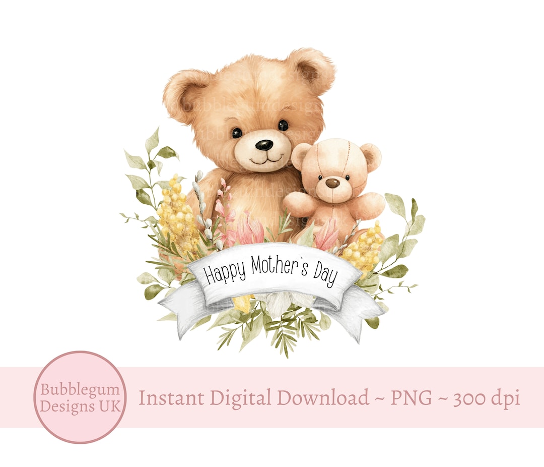 Happy Mother's Day - Mummy Bear & Cub Mother's Day Sublimation Design ...