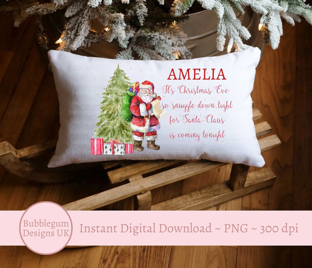 Santa Christmas Eve Pillow PNG Sublimation Design, Christmas Eve Pillow ...