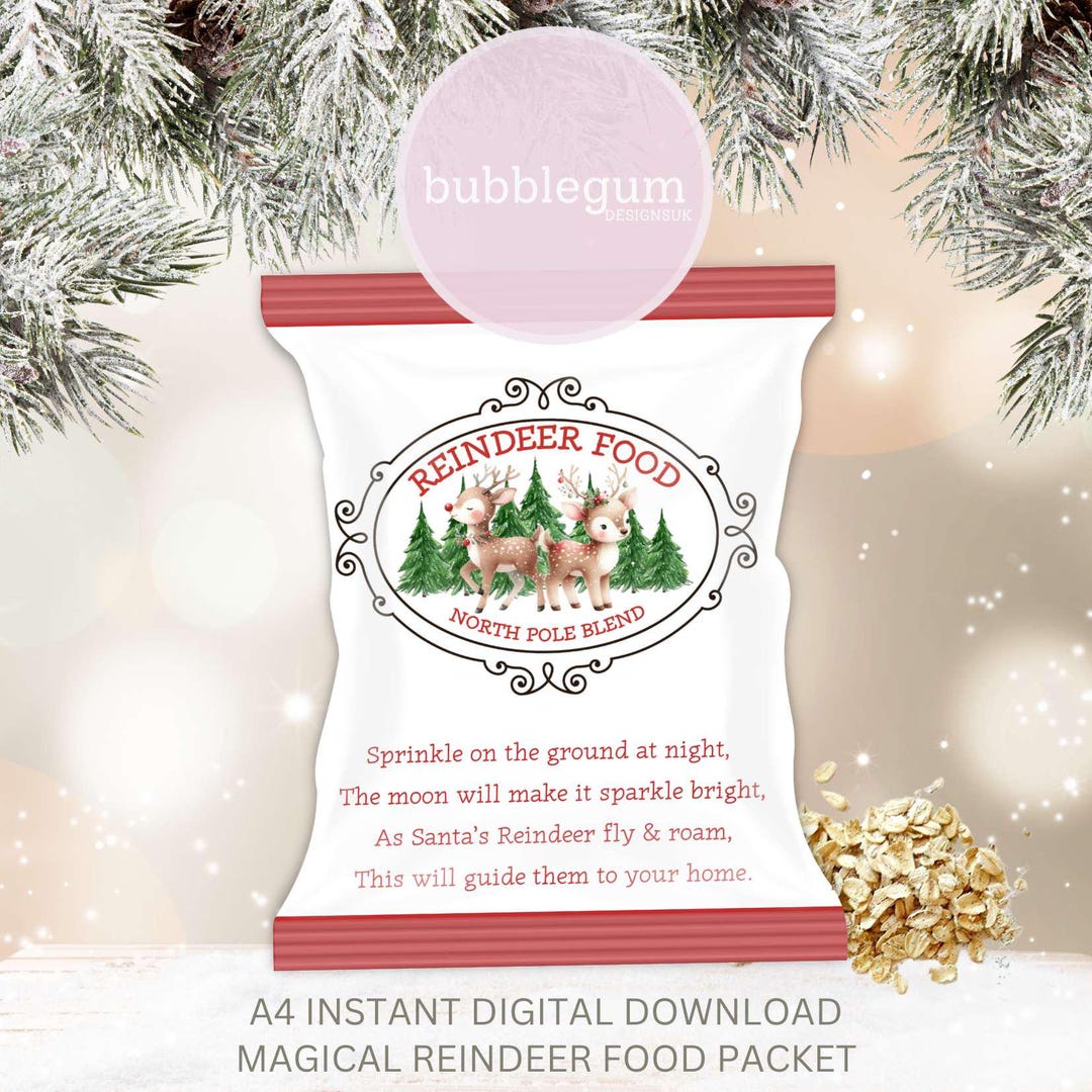Reindeer Food Packet JPG, Printable A4 Magical Reindeer Food Template ...