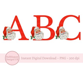 Red Christmas Alphabet Clipart Letters Clipart Digital - Etsy