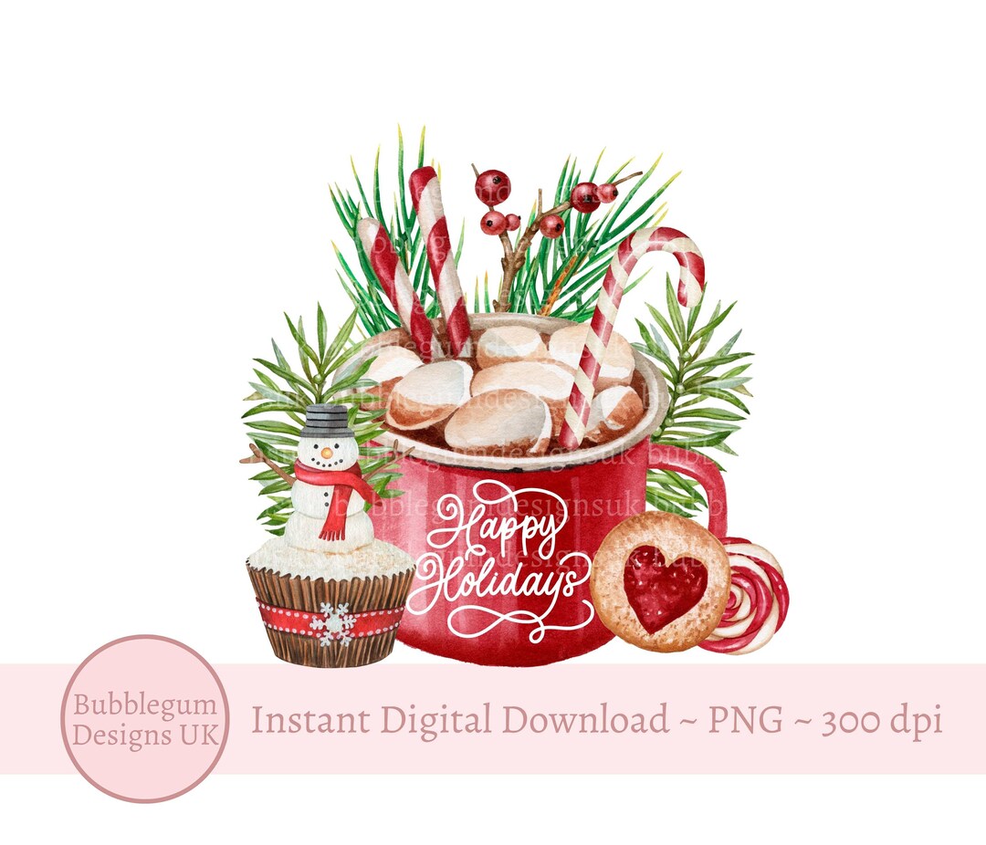Happy Holidays Cocoa Christmas PNG, Christmas Hot Chocolate Clipart ...