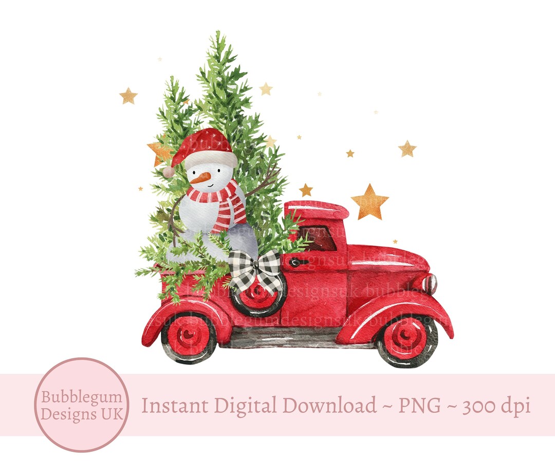 Snowman Red Christmas Tree Truck PNG, Christmas Trees, Christmas Clip ...