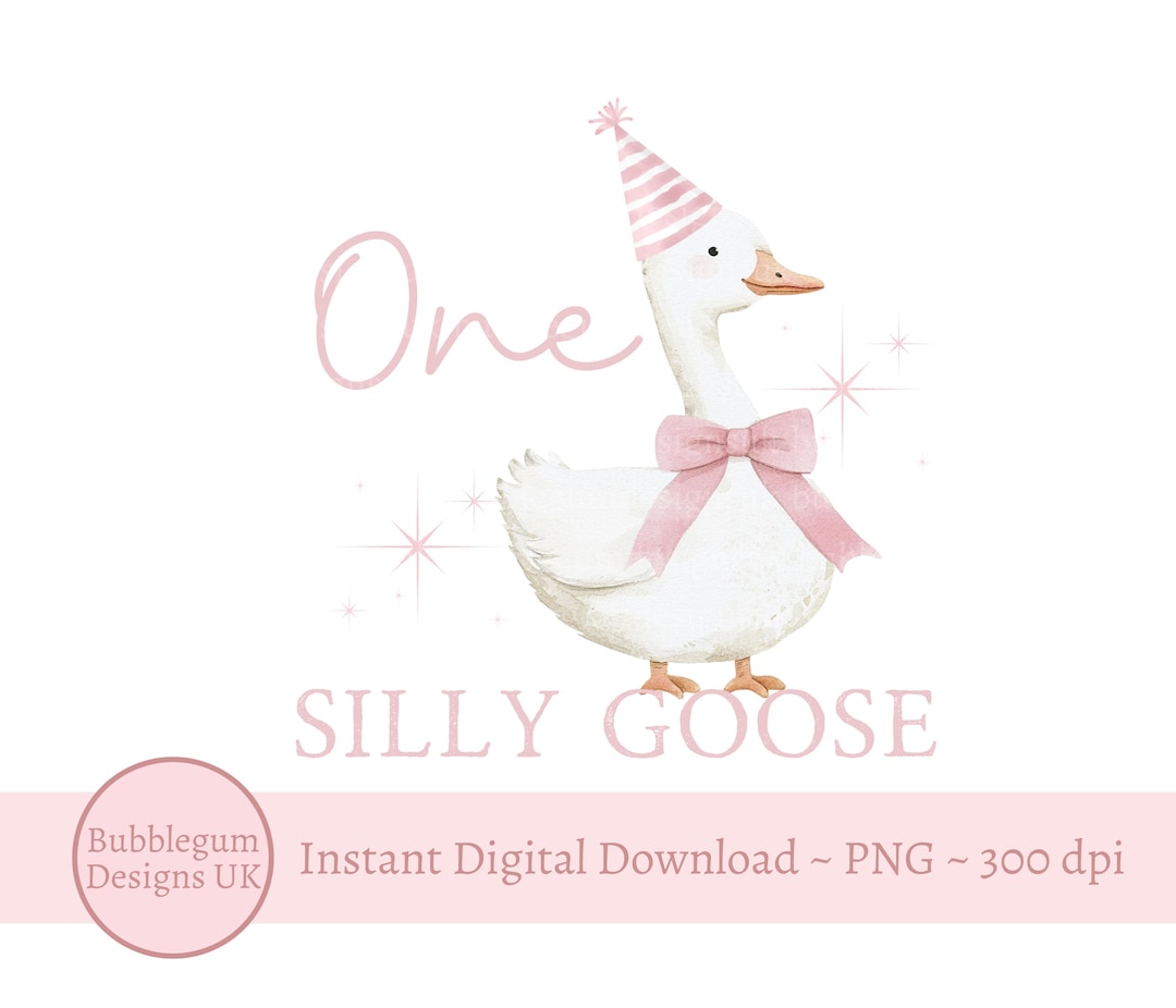 Pink One Silly Goose PNG, Pink 1st Birthday Goose Sublimation Design ...