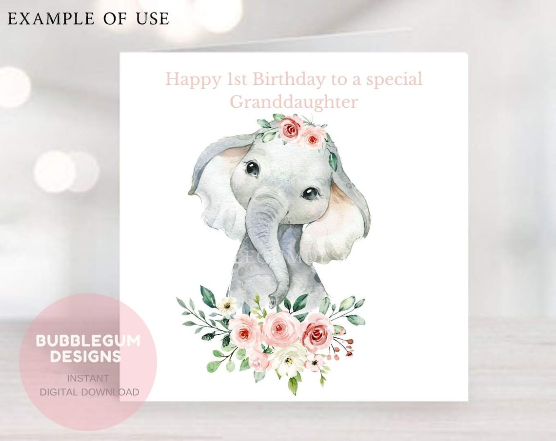 Baby Elephant Peach Floral PNG Watercolor Elephant - Etsy