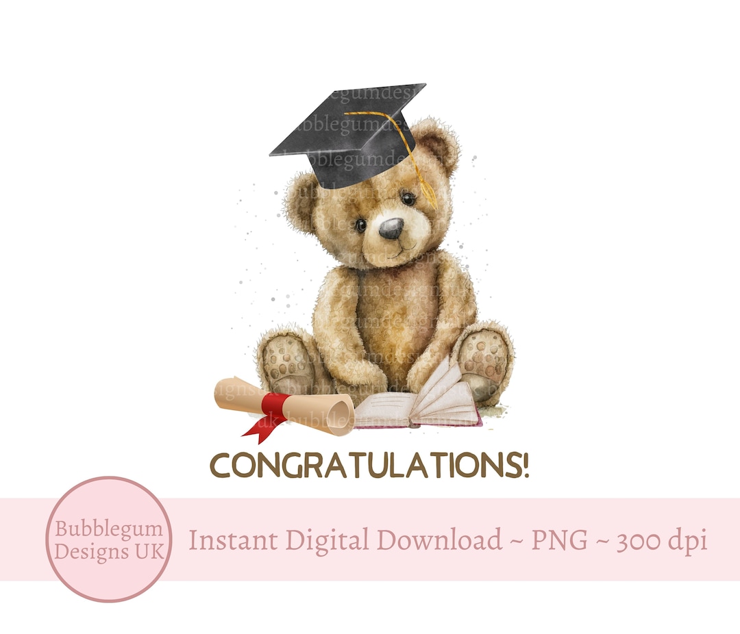 Congratulations Teddy Bear Sublimation Design, Graduation Teddy Bear ...