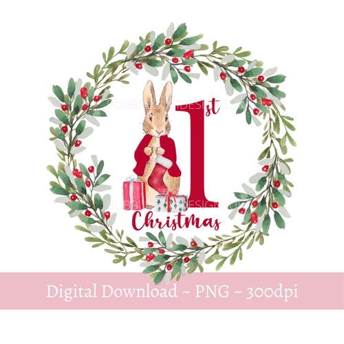 Peter Rabbit Christmas PNG Peter Rabbit Wreath Design Card | Etsy