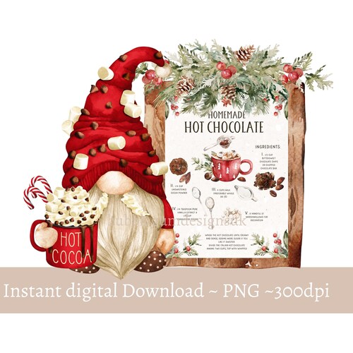 Gnome Hot Cocoa Sign Christmas Gnome Digital Marshmallows - Etsy