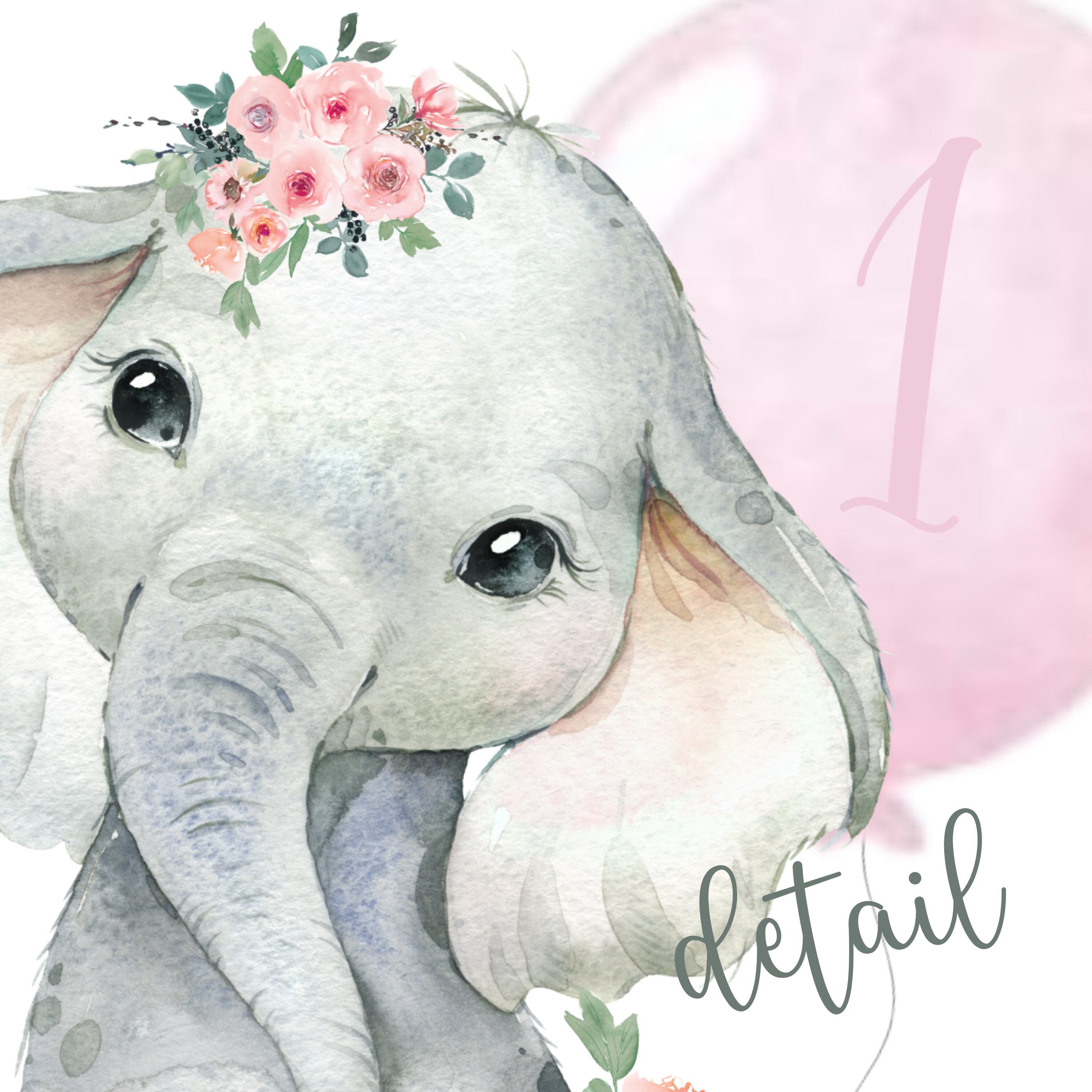 Baby Elephant 1st Birthday PNG Watercolor Elephant - Etsy UK