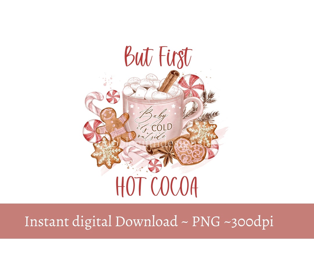 But First Hot Cocoa Pink Gingerbread & Christmas Mug PNG Pink - Etsy