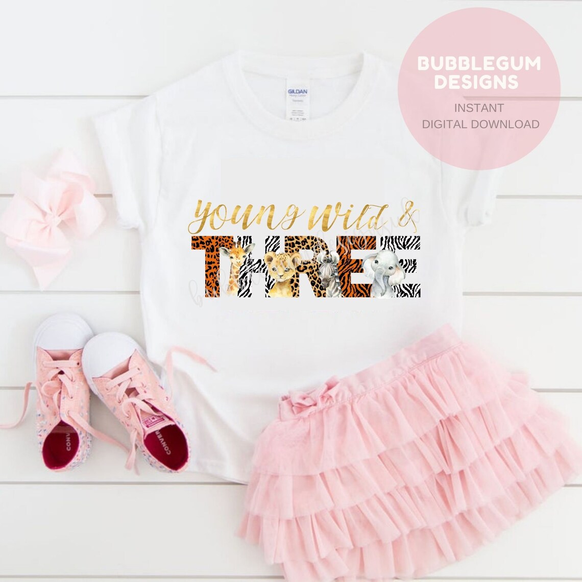 Young, Wild & Three Safari Animal Print Text PNG, Baby Safari Animals ...