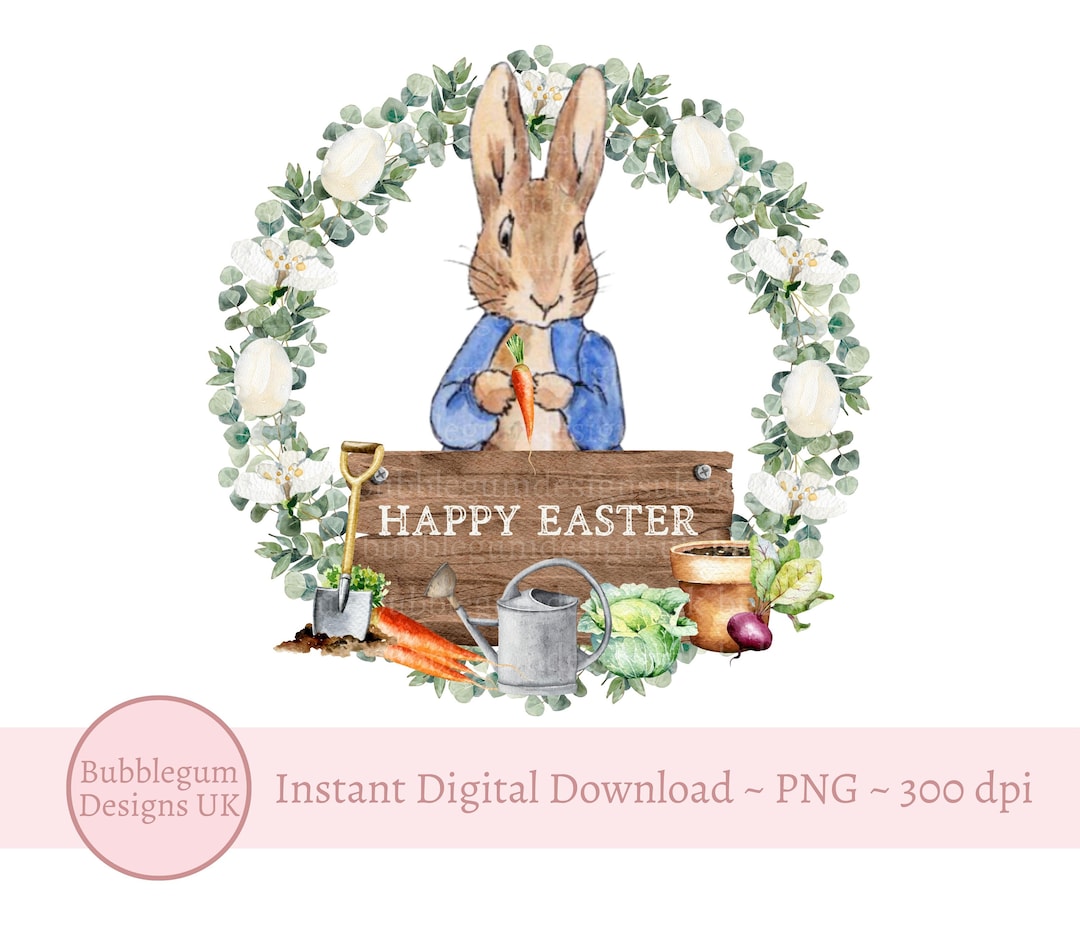 Peter Rabbit Happy Easter Wreath Design Easter Egg Wreath - Etsy