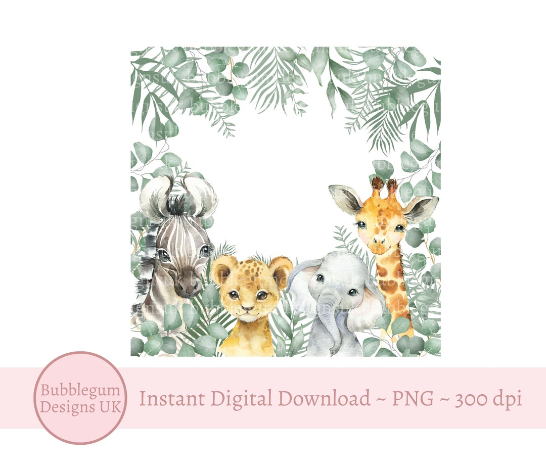 Baby Safari Animals PNG, Watercolor Baby Animals, T Shirt Sublimation ...