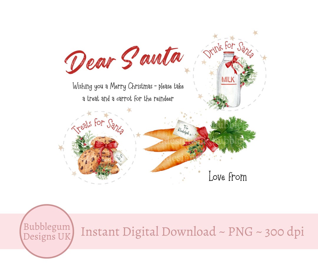 Milk & Cookies for Santa PNG, Christmas Eve Board Sublimation Design ...