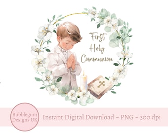 First Holy Communion Cross Chalice PNG, Boy 1st Communion Sublimation ...