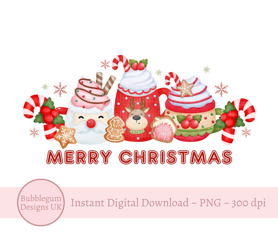 Merry Christmas Hot Cocoa Sweet Treats Sublimation Design, PNG, Hot ...