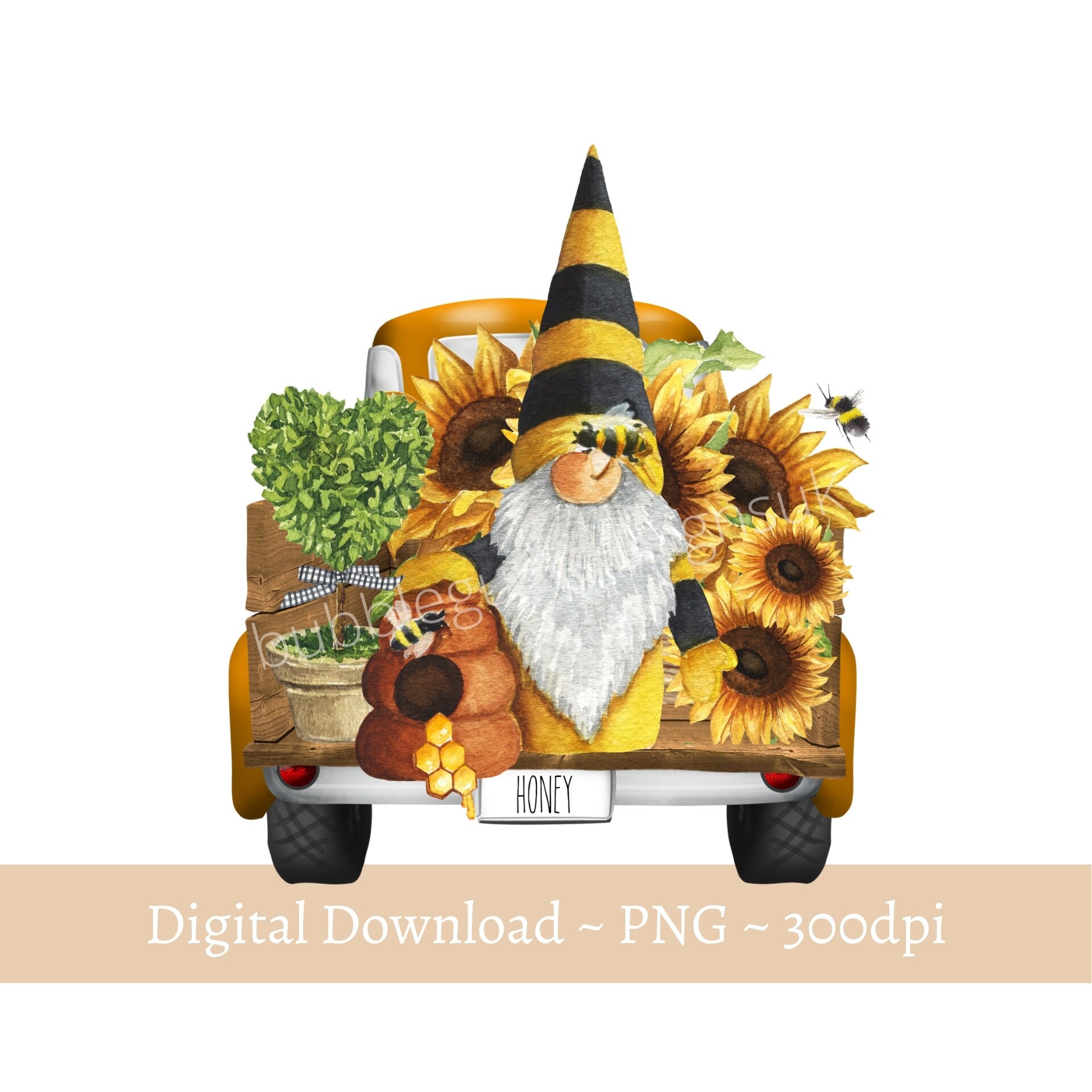 Digital Design Clipart Bee Sunflower Gnome Truck Sublimation PNG ...
