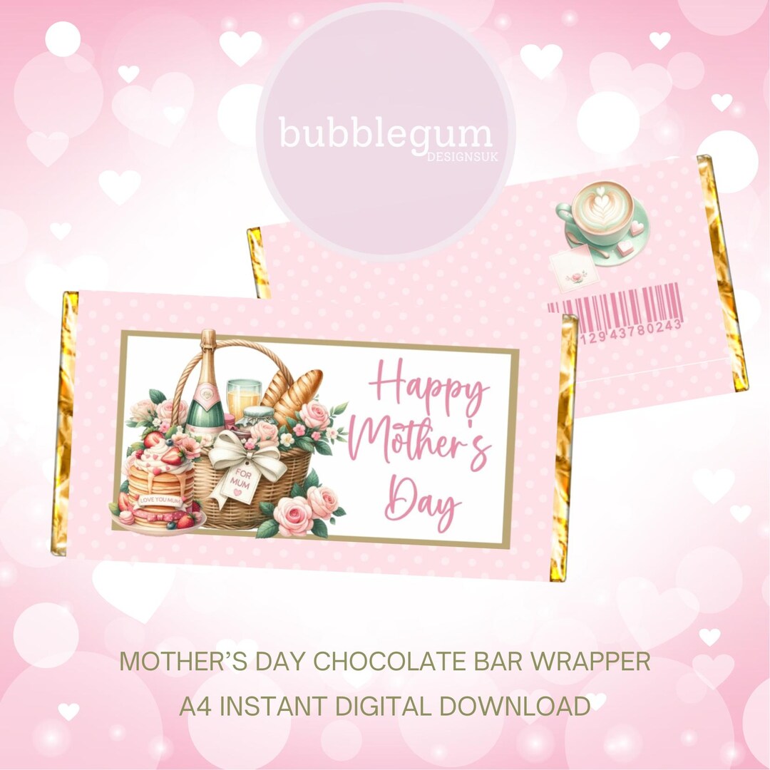 Printable Mother's Day Chocolate Bar Wrapper, Mother's Day Pink Brunch ...