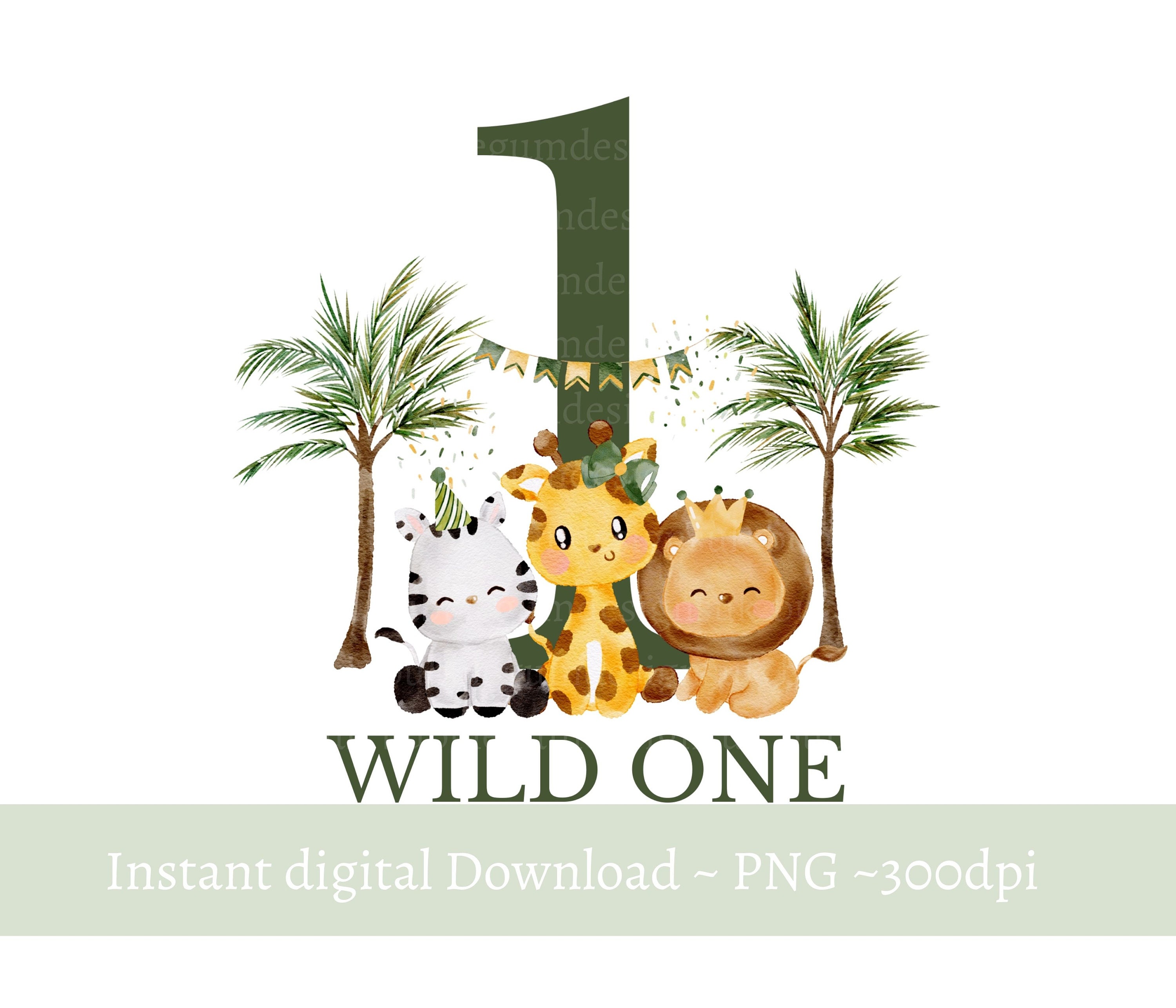 First Birthday Baby Safari Animals PNG Watercolor Baby - Etsy Ireland