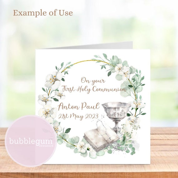 Green Botanical Leaves Wreath First Holy Communion