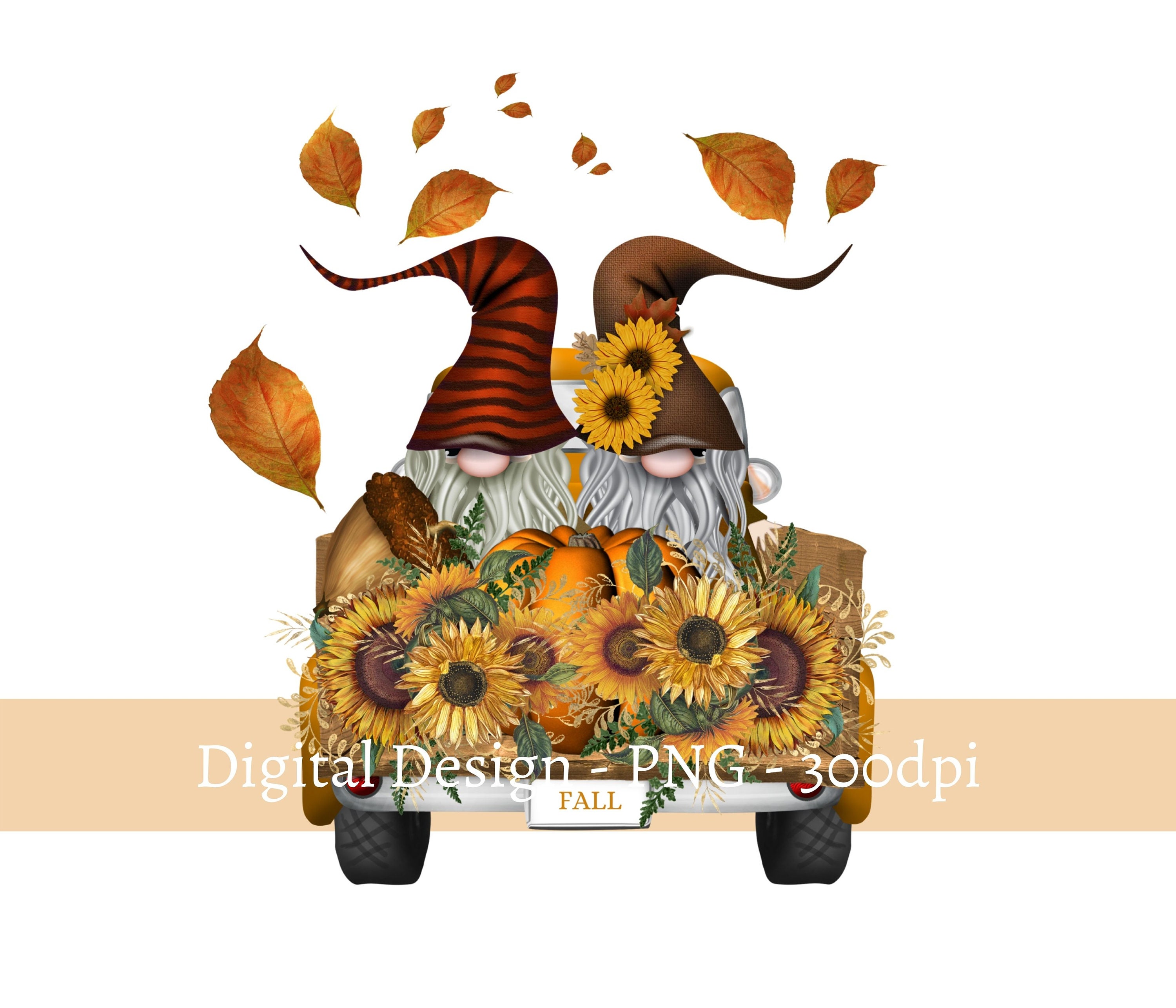 Fall Gnome PNG clipart Autumn Pumpkin Truck hand drawn watercolor ...