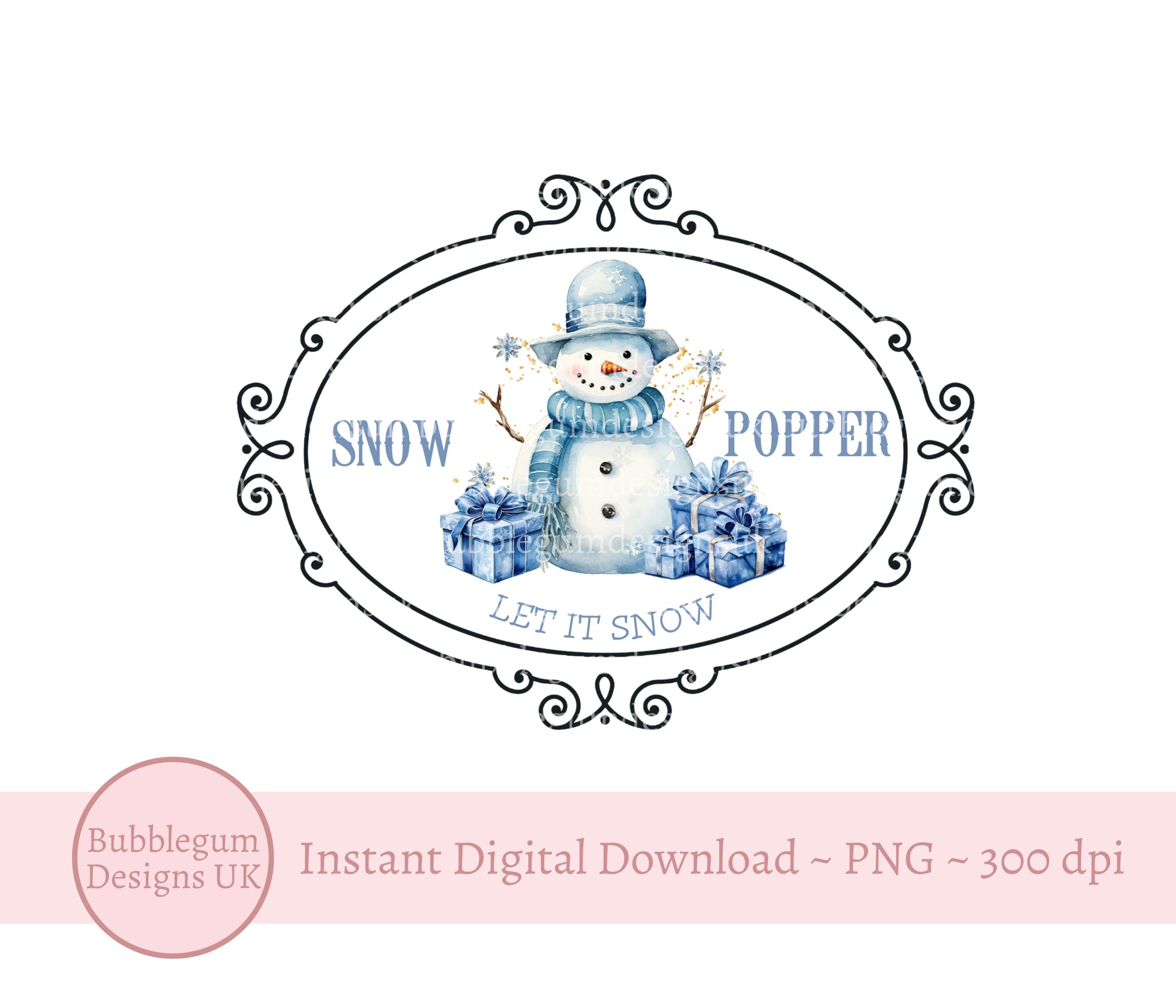 Pink & Blue Snow Popper Label PNG, Magic Snow Sticker Design, Christmas ...