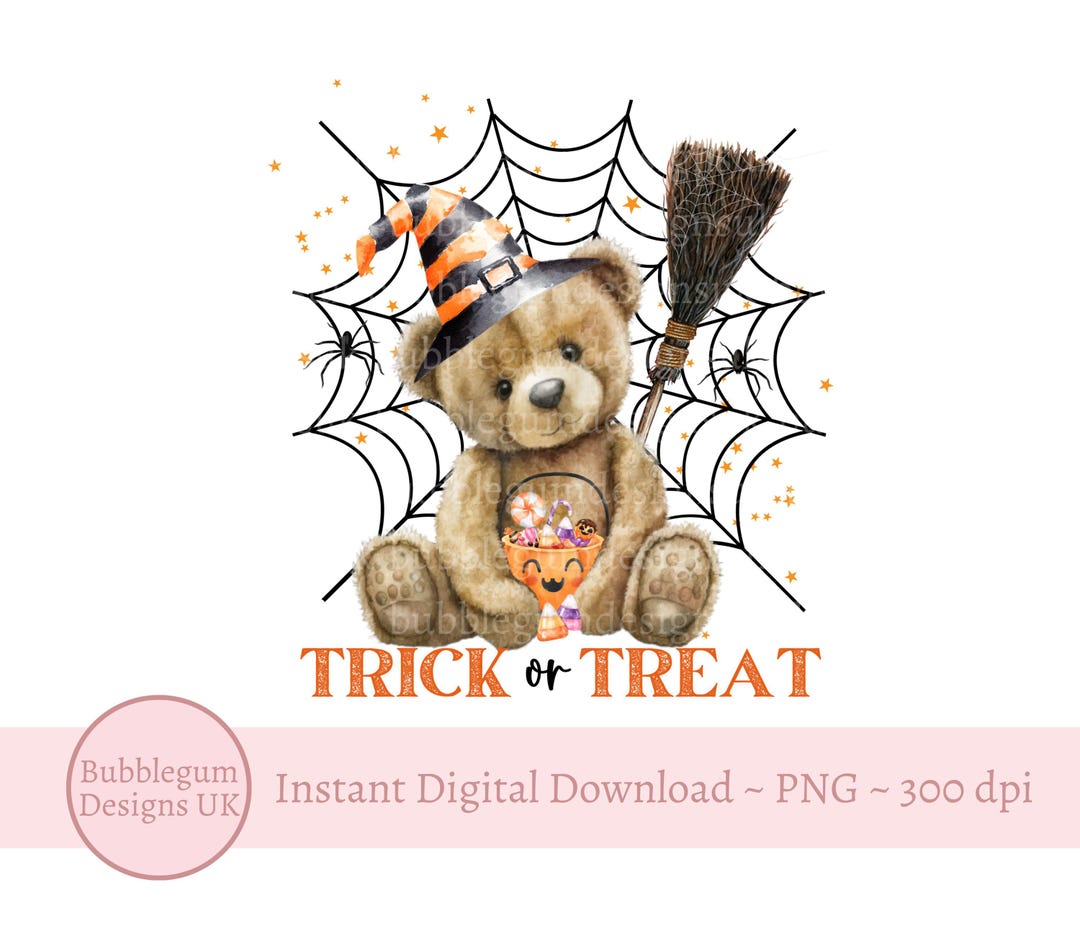 Halloween Bear & Pumpkin PNG, Teddy Bear Witches Hat and Web Design ...