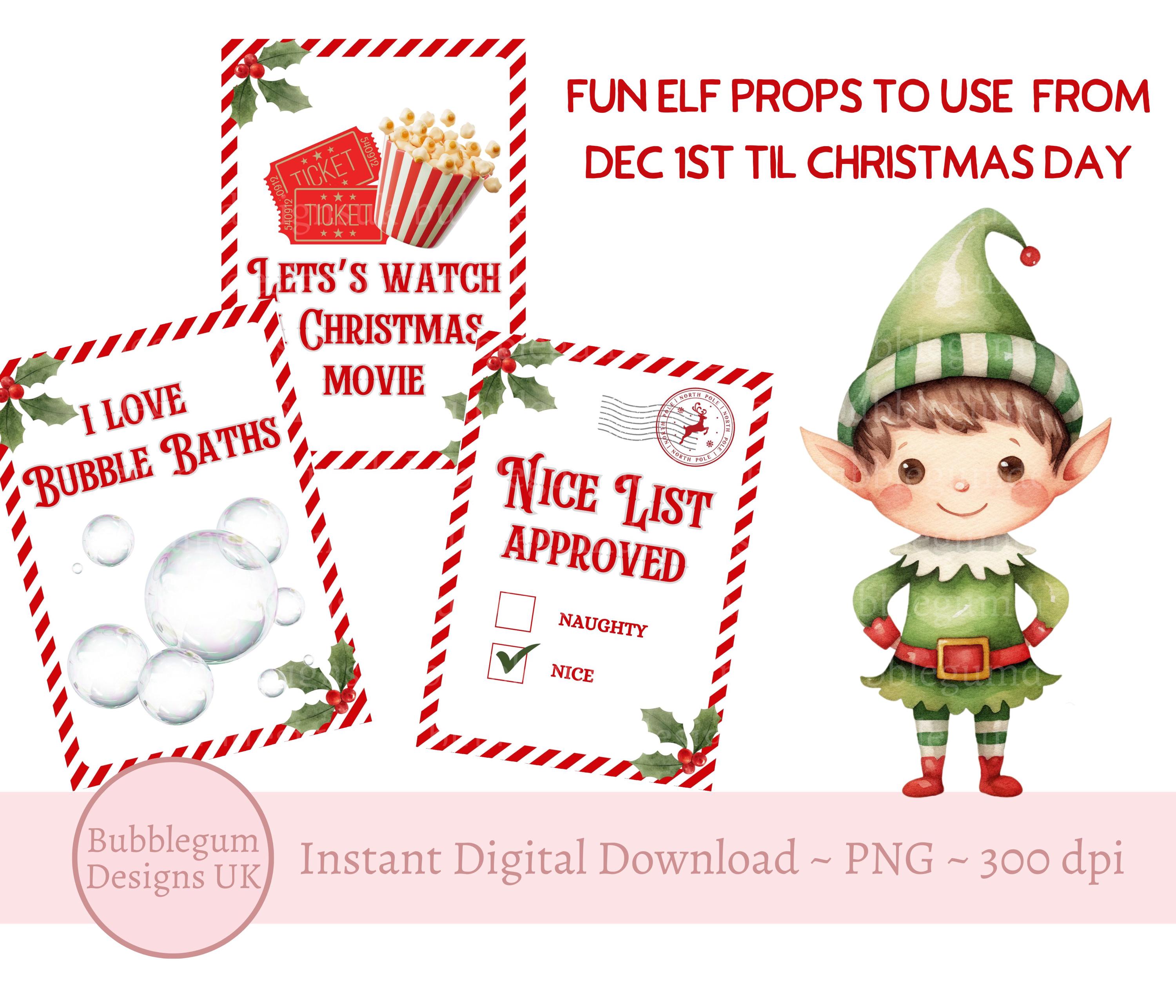 Christmas Elf Activity Kit, 32 Christmas Elf Props, Printable Elf ...