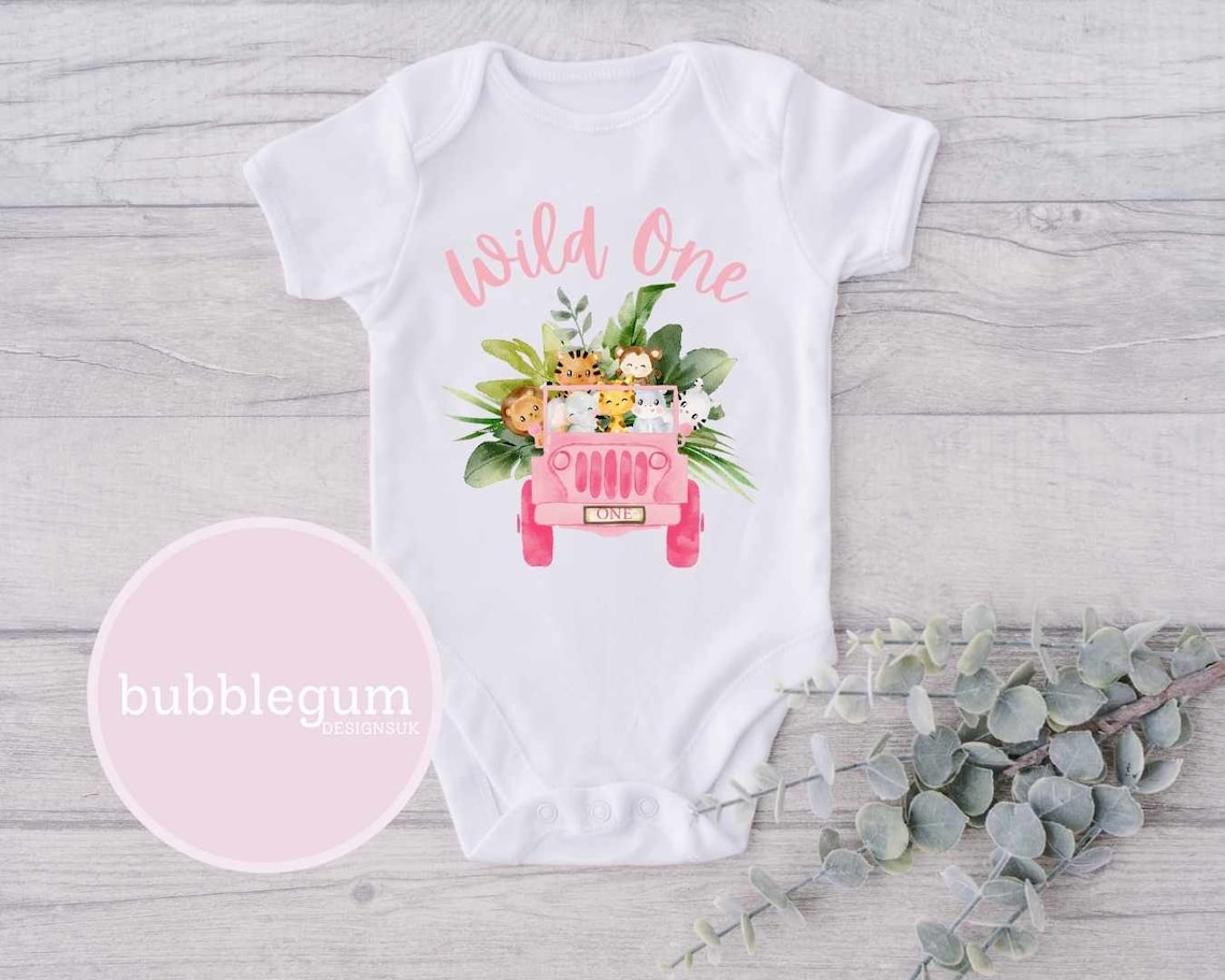 Wild One Baby Safari Animals Pink Truck PNG Watercolor Baby - Etsy