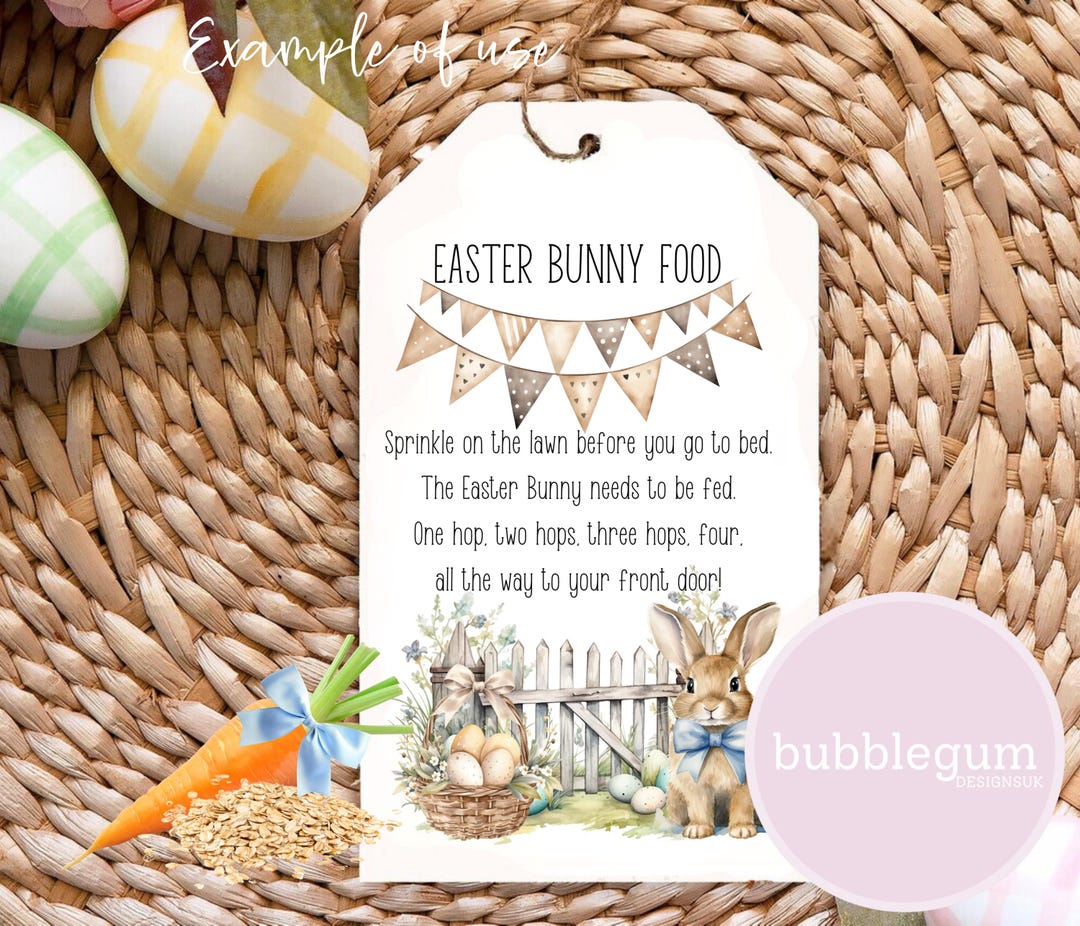 Easter Bunny Food Label PNG, Easter Bunny Food Sticker Design, Cute ...