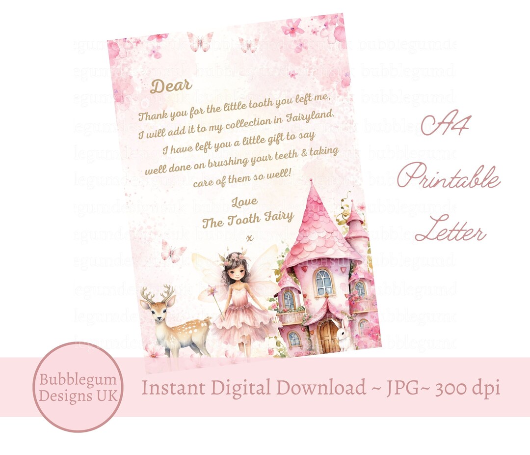 A4 Tooth Fairy Letter, Lost Tooth Note, Fairy Note, Pillow Note Fairies ...