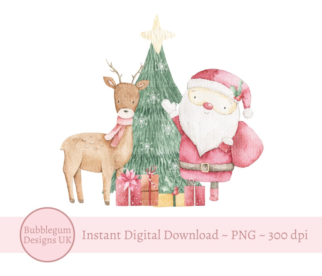 Reindeer Santa Tree & Gifts PNG, Christmas Clip Art, Christmas Eve ...