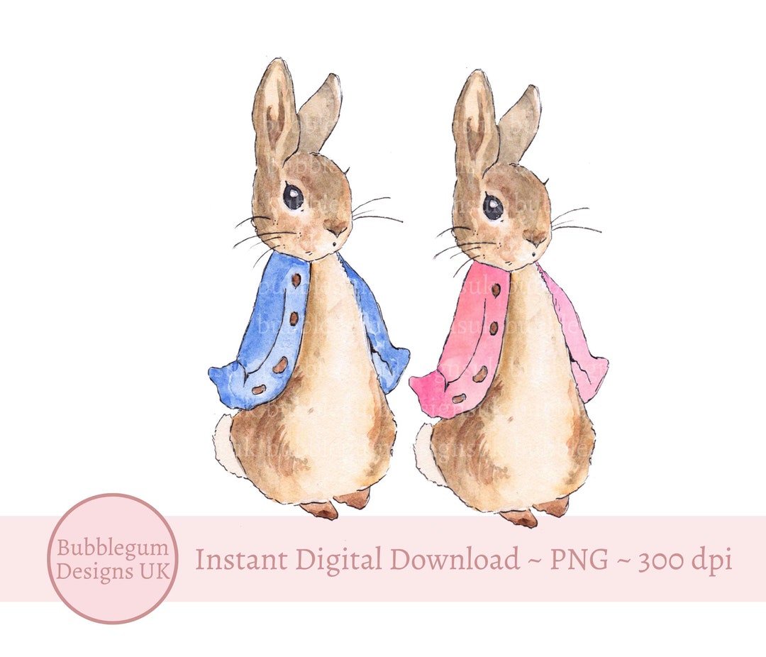 Blue Bunny Rabbit & Flopsy Bunny PNG Easter Bunny, Rabbit Sublimation ...