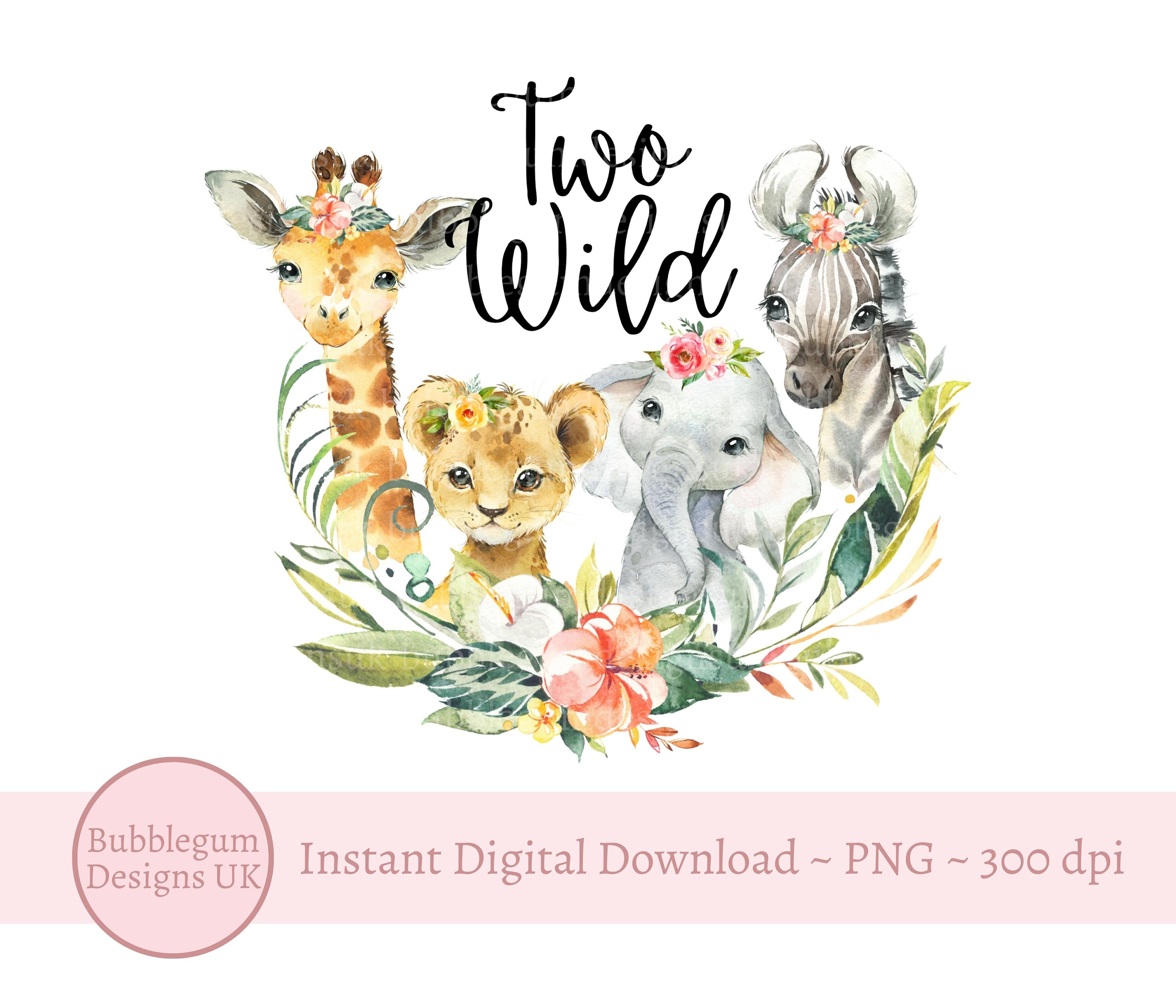Two Wild Baby Safari Animals PNG Watercolor Baby Animals - Etsy