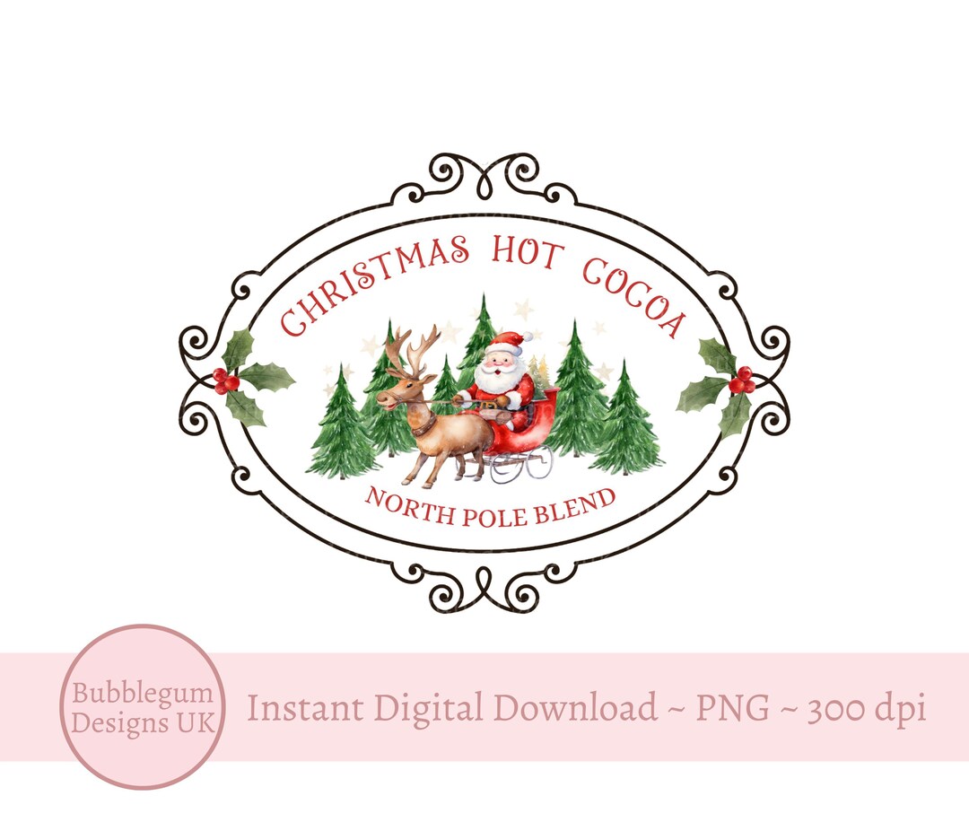 Santa Sleigh Christmas Hot Cocoa PNG, Christmas Mug Sublimation Design ...