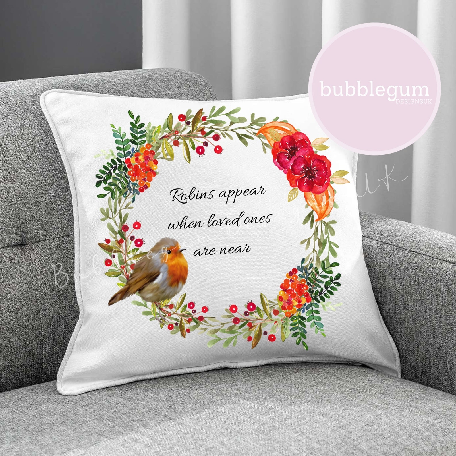 Robins Appear When Loved Ones Are Near Floral Wreath PNG - Etsy UK