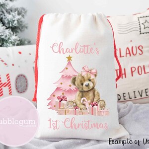 Pink Christmas Teddy Bear & Tree PNG, Christmas Bear, Baby's 1st ...