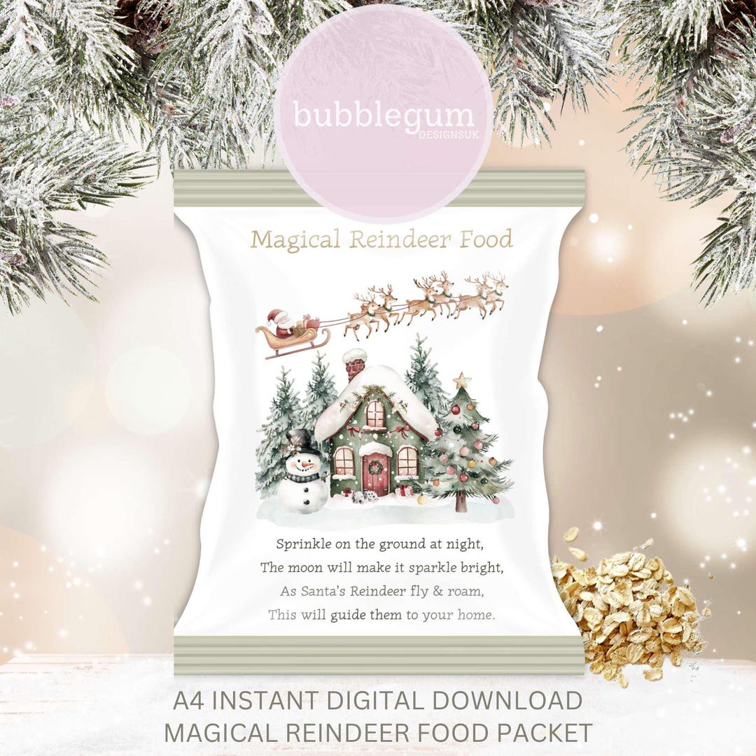 Magical Reindeer Food Packet JPG, Printable A4 Magical Reindeer Food ...